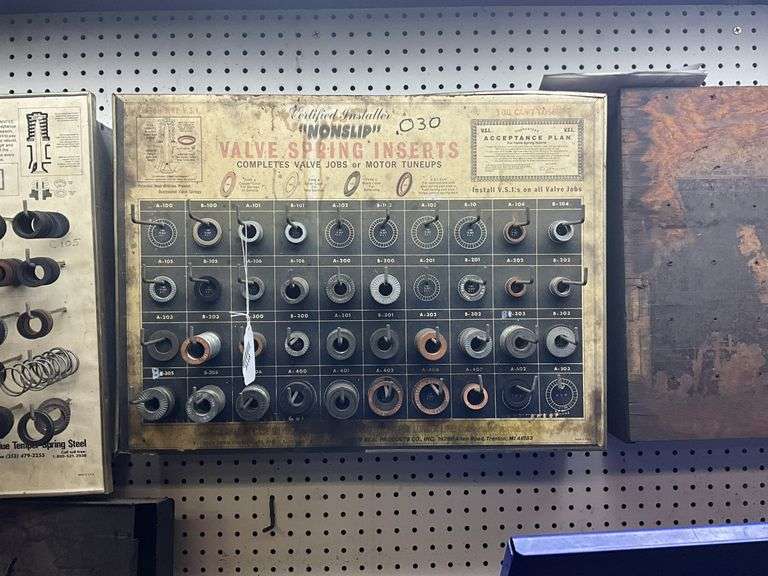 Lot of valve spring inserts w/ display cabinet - Hurley Real Estate ...