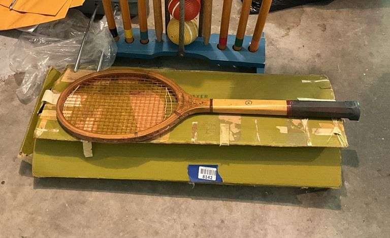 Spalding Lakeside wooden tennis racket, badminton set - Hurley Real ...