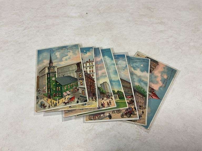Seven J Koehler hold-to-light Boston scene postcards - Hurley Real ...