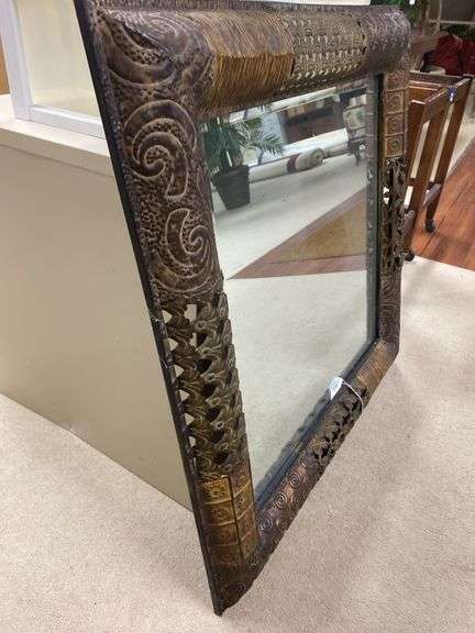 Mirror in embossed/pierced metal frame 38x38 - Hurley Real Estate ...