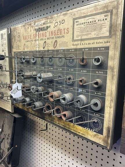 Lot of valve spring inserts w/ display cabinet - Hurley Real Estate ...