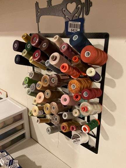 Wall mount thread rack w/ spools of multicolor thread - Hurley Real ...