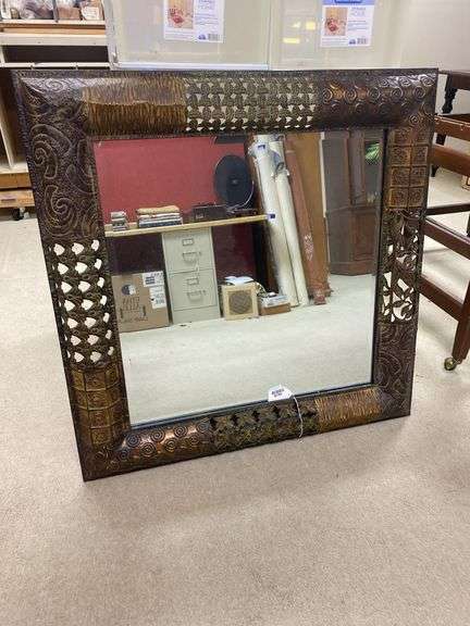 Mirror in embossed/pierced metal frame 38x38 - Hurley Real Estate ...