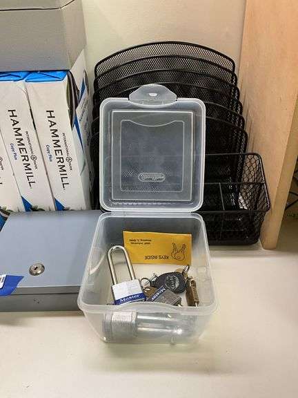 Cash box, printer paper, stapler, staples, staple pullers - Hurley Real ...