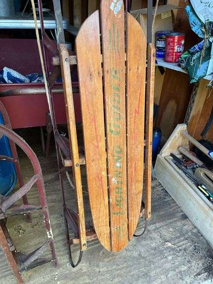 Vintage Lightning Guider wooden snow sled - Hurley Real Estate & Auctions