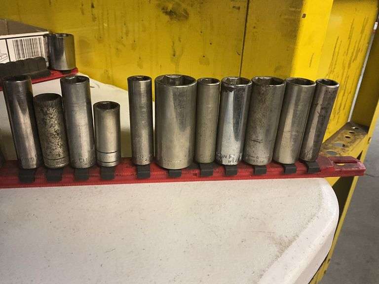Deep well sockets w/ holder - Hurley Real Estate & Auctions