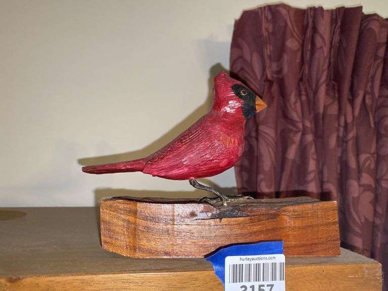 Pair of hand crafted wooden cardinal red birds bookends - Hurley Real ...