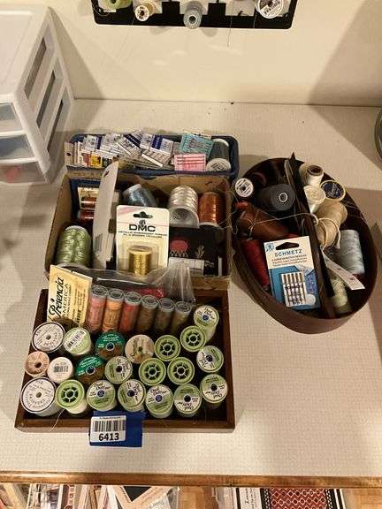 Thread, sewing needles, oval Shaker style carrying box - Hurley Real ...