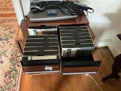 DELL laptop, two VHS Storage drawers & cabinet w/ VHS Tapes 25x22x12 ...