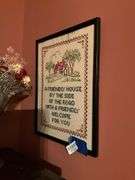 Embroidered sampler motto, framed - Hurley Real Estate & Auctions