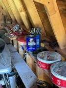 Items on right wall: extension cord, hardware, oil cans, pole pruner ...