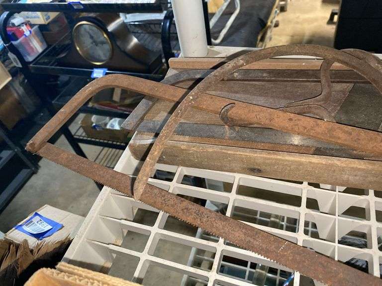 Wooden slaw board, sickle, hack saws, hay bale hooks - Hurley Real ...