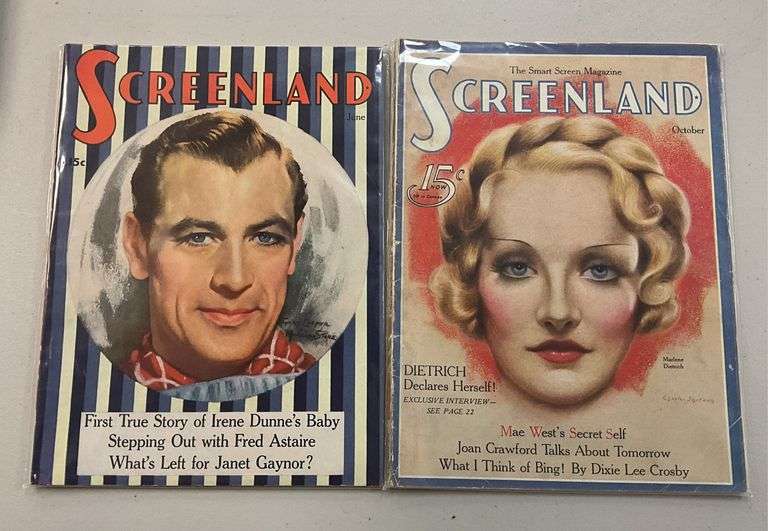 Two Screenland magazines 1933, 1937 - Hurley Real Estate & Auctions