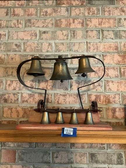 Brass harness bells on wooden base, and shaft bells - Hurley Real ...