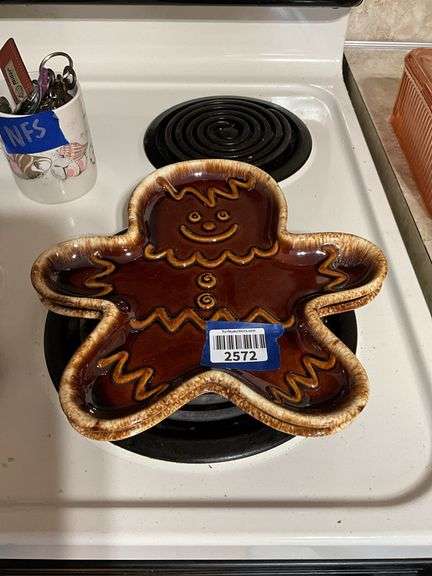 Two Hull china brown drip glaze Gingerbread Man plates - Hurley Real ...