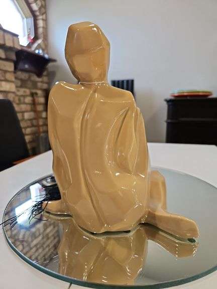 Jaru cubist figure glazed ceramic sculpture on display mirror - Hurley ...