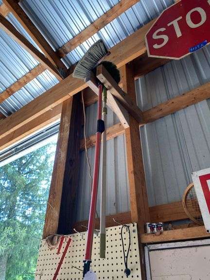 Wall lot: push broom, Webster duster, hand tools, misc - Hurley Real ...