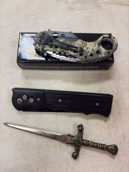 Miniature sword, and 2 folding pocket knives - Hurley Real Estate ...