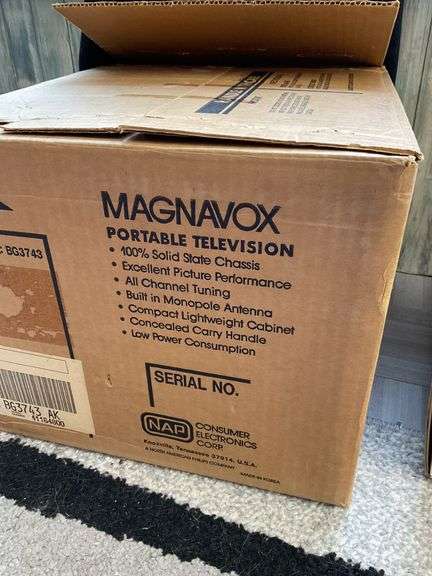 Vintage Magnavox black & white portable TV in box - Hurley Real Estate ...
