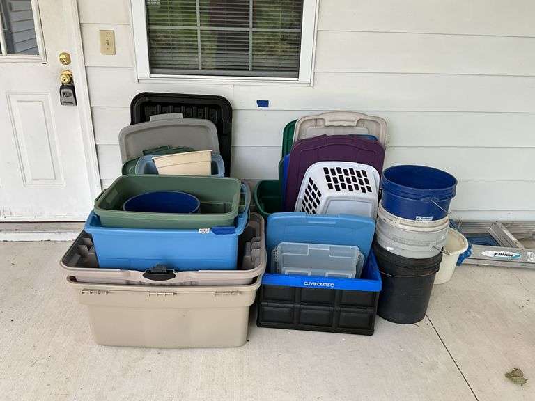 Plastic storage totes and buckets - Hurley Real Estate & Auctions