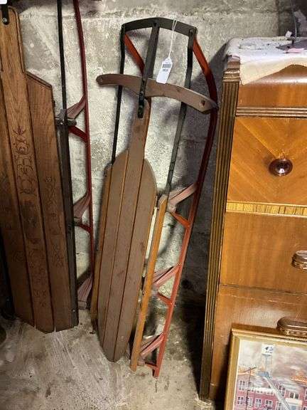 Vintage Lightning Guider wooden snow sled - Hurley Real Estate & Auctions