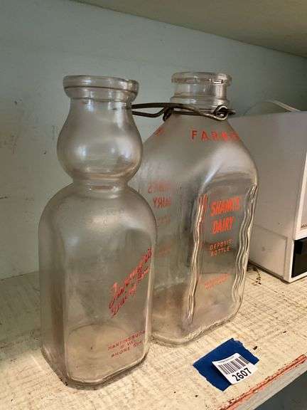 Two milk bottles: Farmer’s Dairy/ Martinsburg cream top, and Shank’s ...
