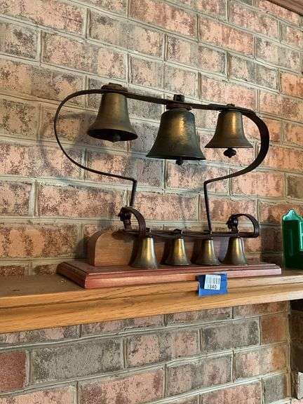 Brass harness bells on wooden base, and shaft bells - Hurley Real ...