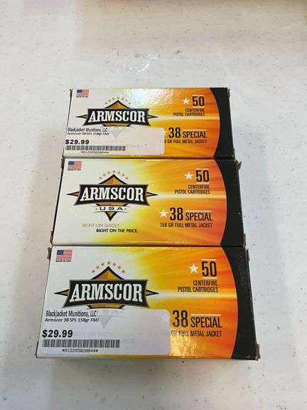 Full boxes of Armscor 38 Special ammunition, By the piece take 3 ...