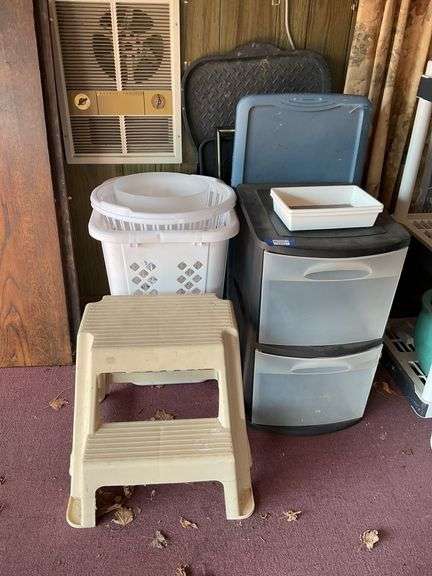 Plastic step stool, storage drawers, hamper, laundry baskets, boot tray ...