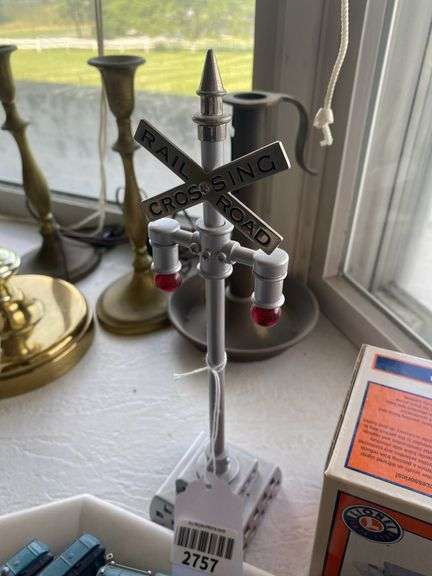 Miniature train ornaments, Lionel controller in box, Railroad Crossing ...