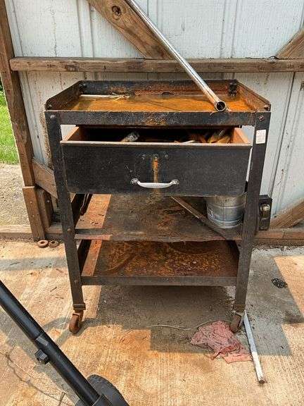 Rolling metal shop cart 24x18x32 - Hurley Real Estate & Auctions