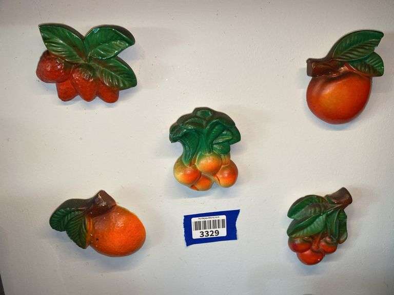 Wall hangings: five chalkware fruit/vegetable wall plaques - Hurley ...