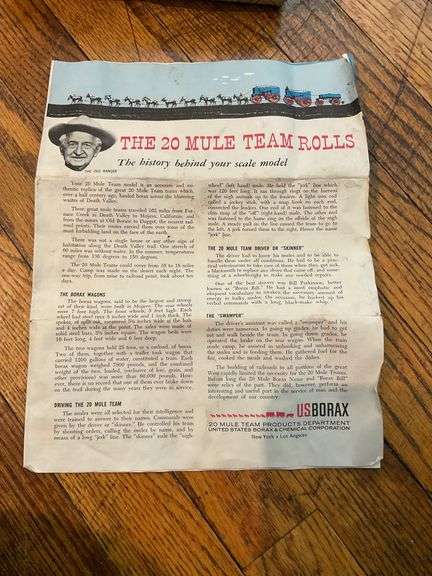 U.S. Borax 20 Mule Team model kit - Hurley Real Estate & Auctions