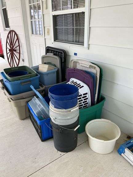 Plastic storage totes and buckets - Hurley Real Estate & Auctions