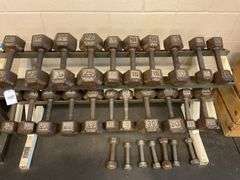 Powertec weight rack 52” wide - 26 weights - Hurley Real Estate & Auctions