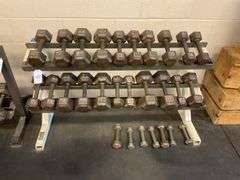 Powertec weight rack 52” wide - 26 weights - Hurley Real Estate & Auctions