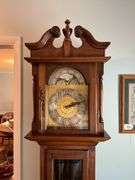 Emperor tall case clock w/ moon phase dial, glazed waist door 19x13x81 ...