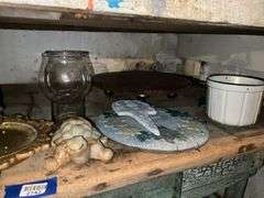 Contents on and under table: turtle figures, table fountain, watering ...