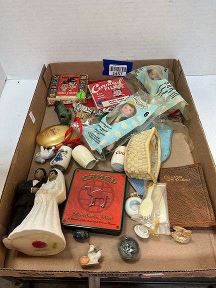Small collectibles lot including: brown wedding cake topper, Madame ...