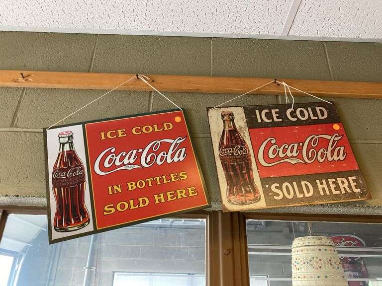 Two tin Coca-Cola advertising signs - Hurley Real Estate & Auctions