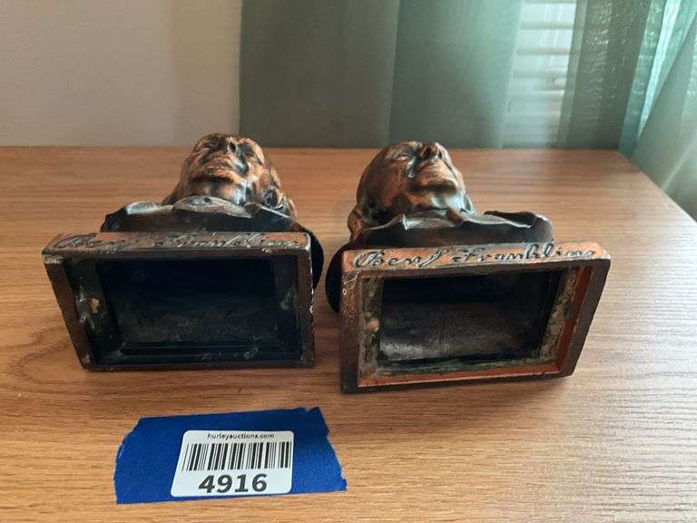 Benjamin Franklin Life Insurance Co. bronzed metal bookends - Hurley ...