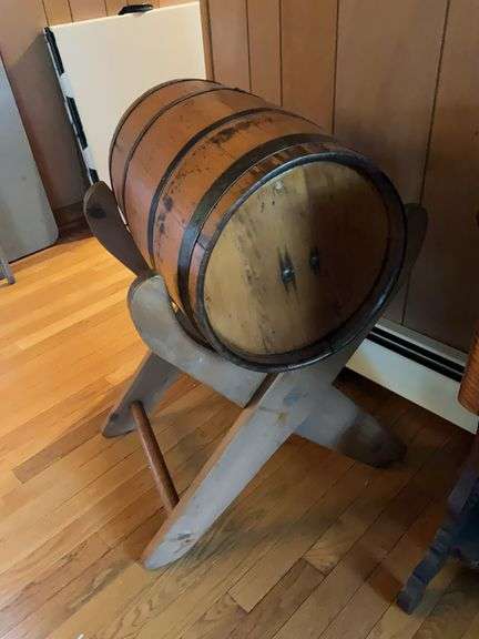 Barrel butter churn on stand 20x31 - Hurley Real Estate & Auctions