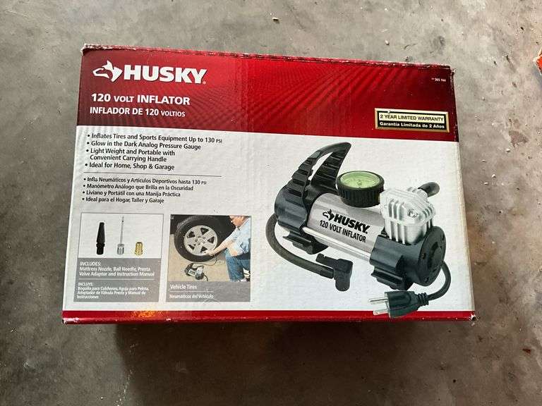 Husky 120volt inflator, PowerShot Pro staple gun/nailer in box - Hurley ...