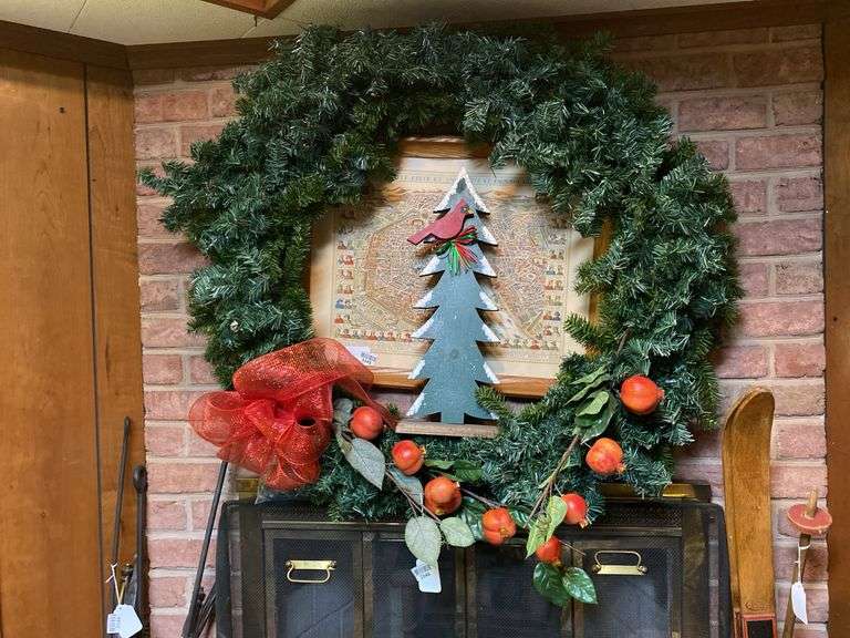 Large Christmas wreath, and wooden tree cutout - Hurley Real Estate ...