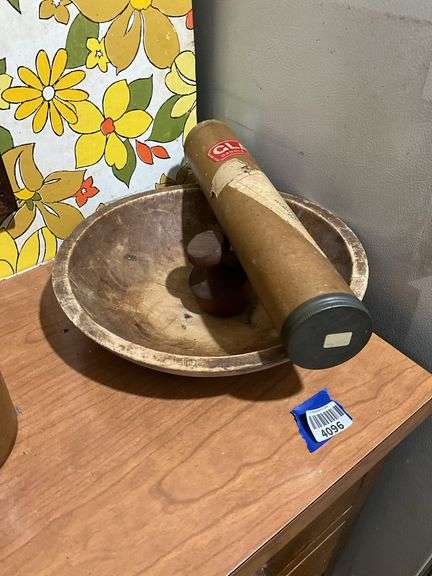 Wooden butter bowl, meat curing needle - Hurley Real Estate & Auctions