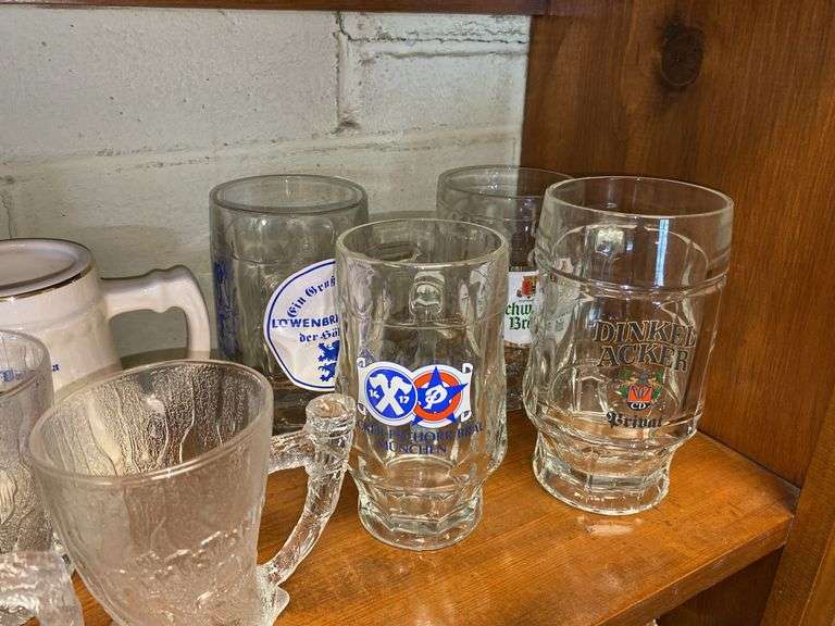 Advertising mugs and glasses: Harley Davidson, John Deere, Moen ...