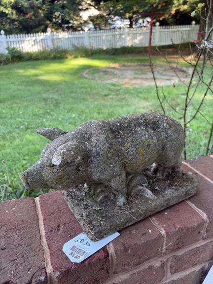 Cement hog garden figure - Hurley Real Estate & Auctions