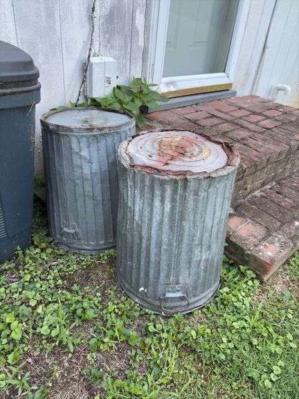 Plastic and metal garbage cans - Hurley Real Estate & Auctions