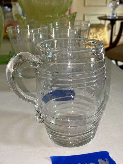 Blown glass barrel mug w/ applied handle - Hurley Real Estate & Auctions