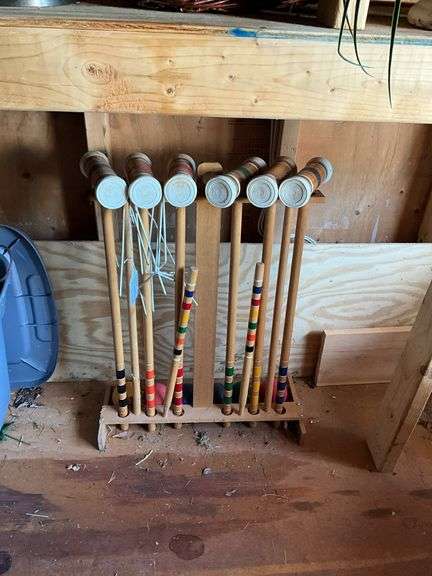 Wooden croquet set on rack - Hurley Real Estate & Auctions
